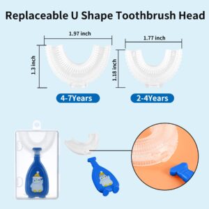 Zuzuxia U Shaped Toothbrush Kids Toothbrushes, Soft Food Grade Silicone Kids Toothbrushes U Shape Toothbrush for Kids Baby Toddler 360° U Toothbrush