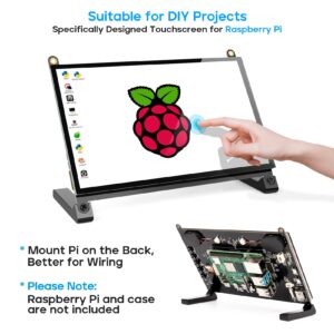 NORSMIC Raspberry Pi Screen, 7 inch Monitor, IPS HD 1024×600, Responsive Capacitive Touch,Dual Built-in Speakers,HDMI Input,Compatible with Various Devices and OS,Easy Assembly,Driver Free