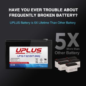 UPLUS 12V 7Ah Battery, SLA Rechargeable Battery for Security Alarm, Home Fire, Garage Doors, Razor E200 E200S E300 E300S MX350 MX400 Dirt Rocket Electric Dirt Bike, Replace ml7-12, EXP-1270