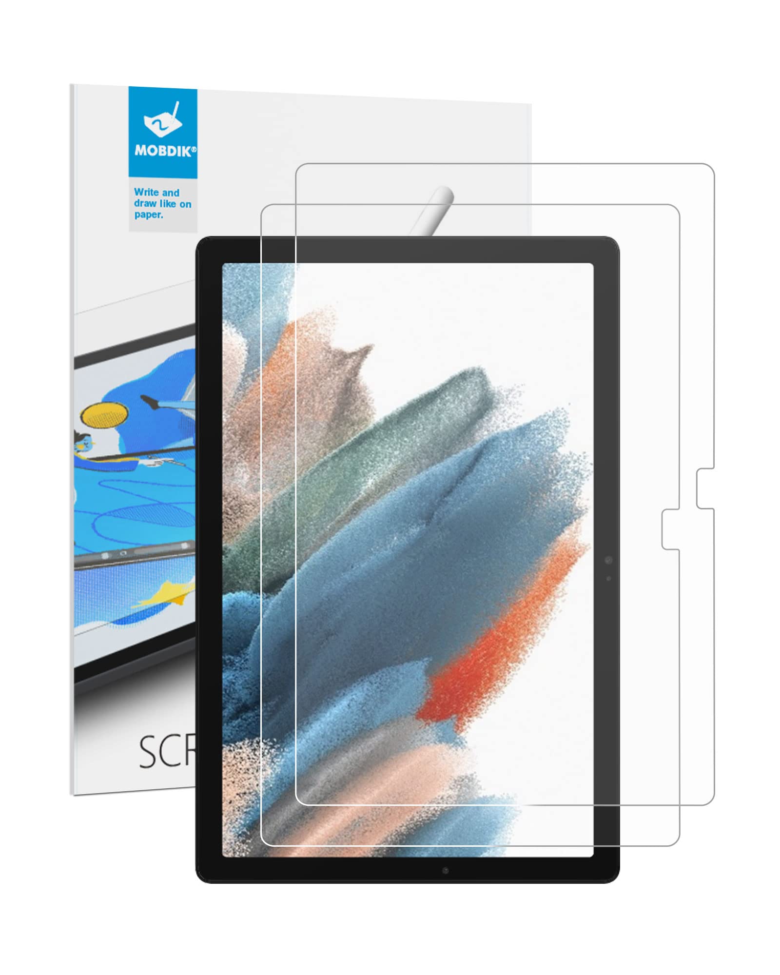 MOBDIK [2 PACK Paper Screen Protector Compatible with Samsung Galaxy Tab A8 10.5 Inch 2021, Anti Glare/Scratch Resistant Matte Film with Easy Installation Kit