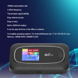 4G LTE Router Portable CAT4 150Mbps Mobile Wireless WiFi Hotspot Mini Travel Router Equipped with LCD Display with SIM Card Slot Fit for Outdoor Travel Home Office