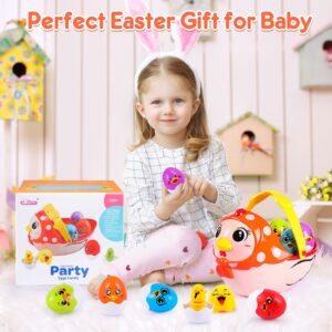 Hekaty Baby Easter Egg Toy Toddler Easter Basket Stuffers for 1 2 3 4 5 Year Old Boy Girl Interactive Chicken Toy Light Easter Gift Party Favor Musical Easter Egg Filler Baby Learning Educational Toy