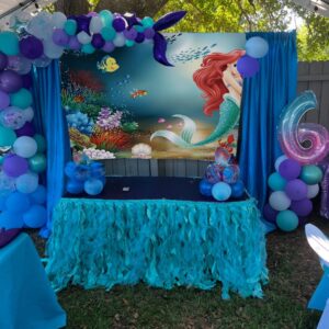 Mermaid Princess Backdrop,Under The Sea Mermaid Background for Photography Girls Birthday Party Decoration Supplies 5x3ft