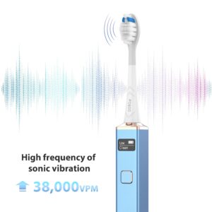 FOSOO Sonic Electric Toothbrushes for Adults, Toothbrushes Electric Rechargeable with 90 Days Battery Life,38000vpm,3 Modes,2 Min Smart Timer,OLED Display,Metal Cover w 3 Colors Optional (Blue)