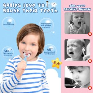 AURUZA Kids U Shaped Toothbrush Food Grade Soft Silicone Brush Head,U-Type 360° Oral Toothbrush Cleaning with Handle Design for Kids（2-6 Years Old）