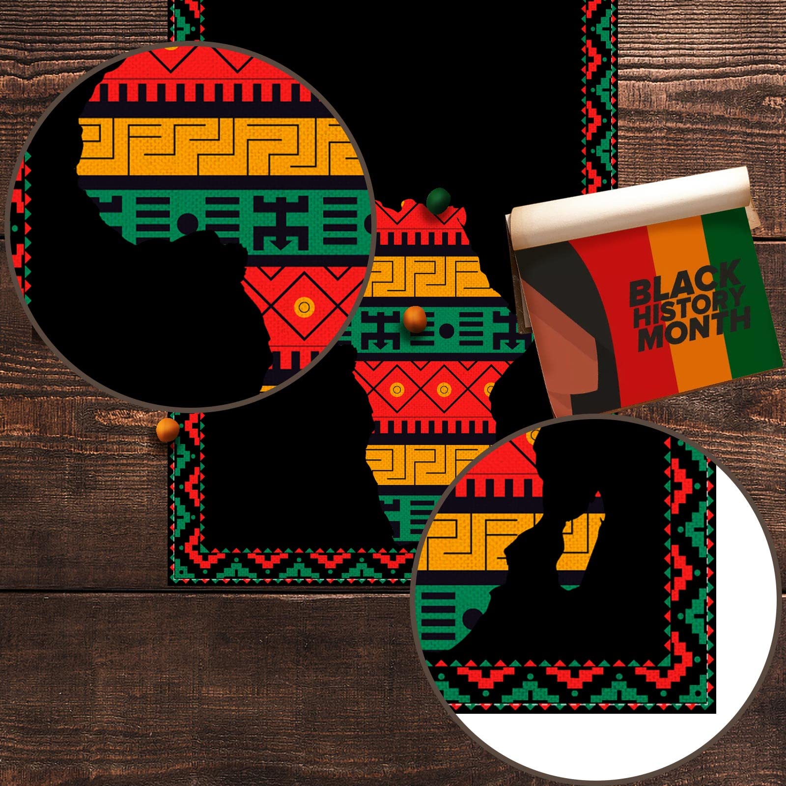 Pudodo Black History Month Table Runner African American Afro Festival Holiday Kitchen Dining Room Home Decoration (13" x 72")