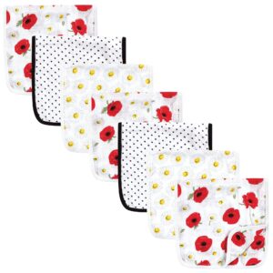 hudson baby unisex baby muslin burp cloth 7pk, poppy daisy, one size