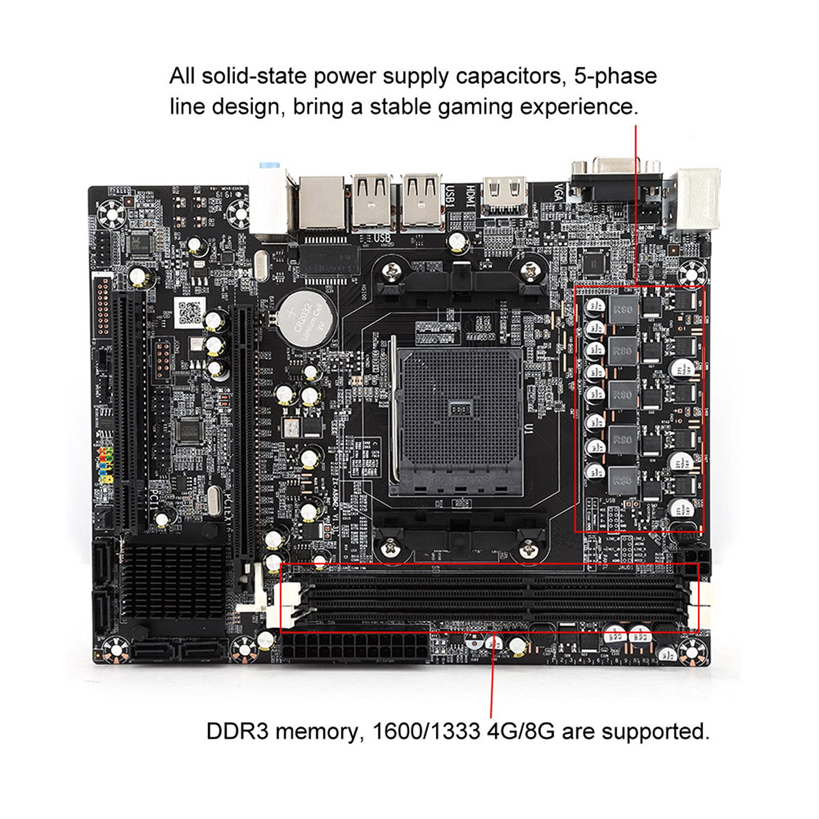 PUSOKEI Desktop Computer Motherboard Computer Mainboard Dual Channel DDR3 1600/1333 4G/8G FM2/FM2+CPU Interface Support for A10/A8/A6/A4 Graphics Chip