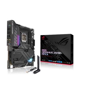 asus rog maximus z690 apex(wifi 6e) lga 1700(intel 12th gen)atx gaming motherboard (pcie 5.0,ddr5,24 power stages,ddr5,5x m.2,pcie 5.0 m.2,usb 3.2 gen 2x2 front-panel connector,hyper m.2 card bundled)