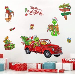 mfault 2025 new year merry christmas funny g ri n ch wall decals stickers, xmas max dog car farmhouse decoration boy girl bedroom art, winter holiday gift kid room home kitchen decor