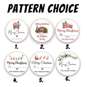 NCTY Personalized Merry Christmas Stickers - Custom Round Favor Stickers-Christmas Gift Wrap Labels-Gift Name Labels (Pattern 6)