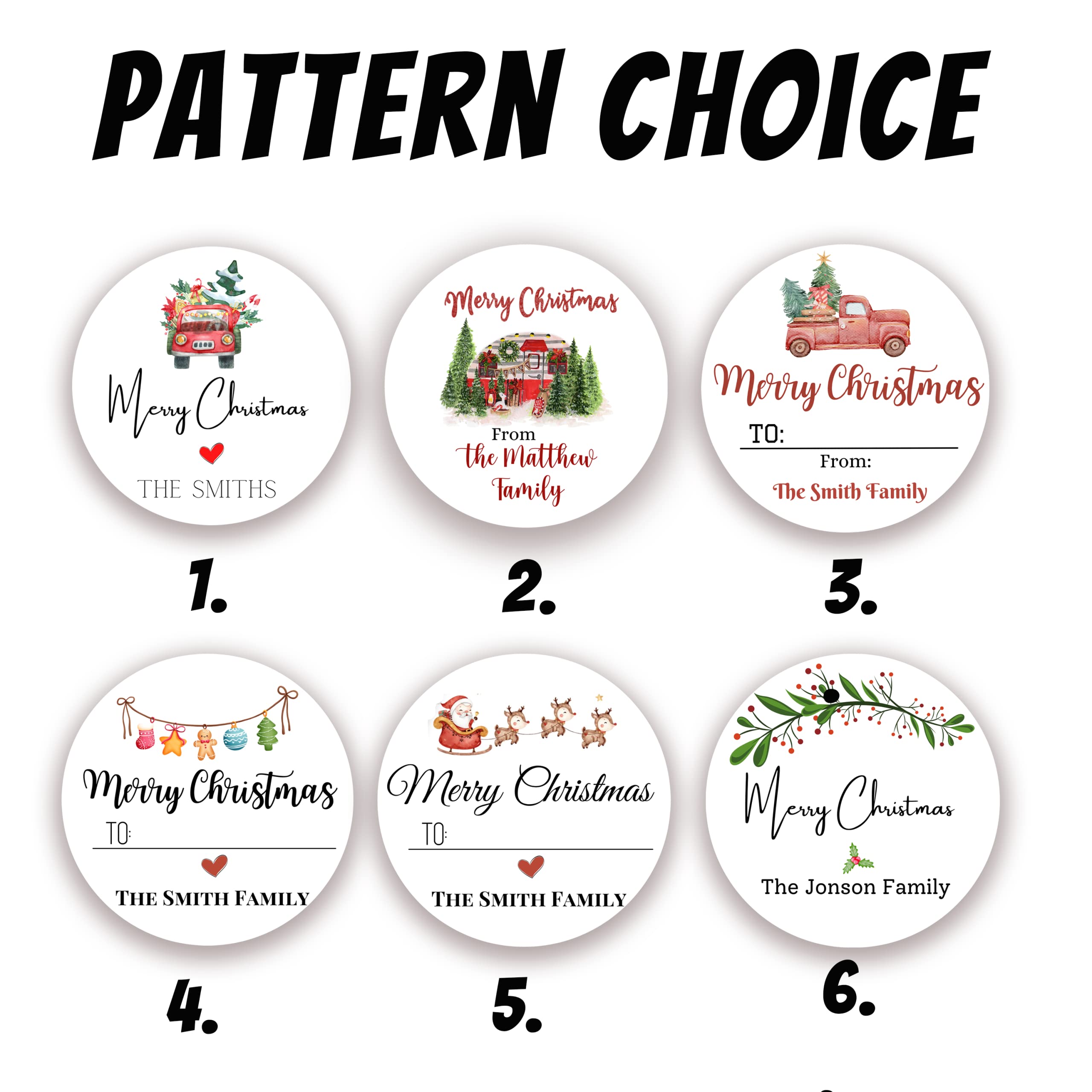 NCTY Personalized Merry Christmas Stickers - Custom Round Favor Stickers-Christmas Gift Wrap Labels-Gift Name Labels (Pattern 6)