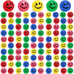 100 pieces smile face stress balls for kids and adults funny stress ball foam soft colored smile ball toys for relief stress anxiety(vivid color)