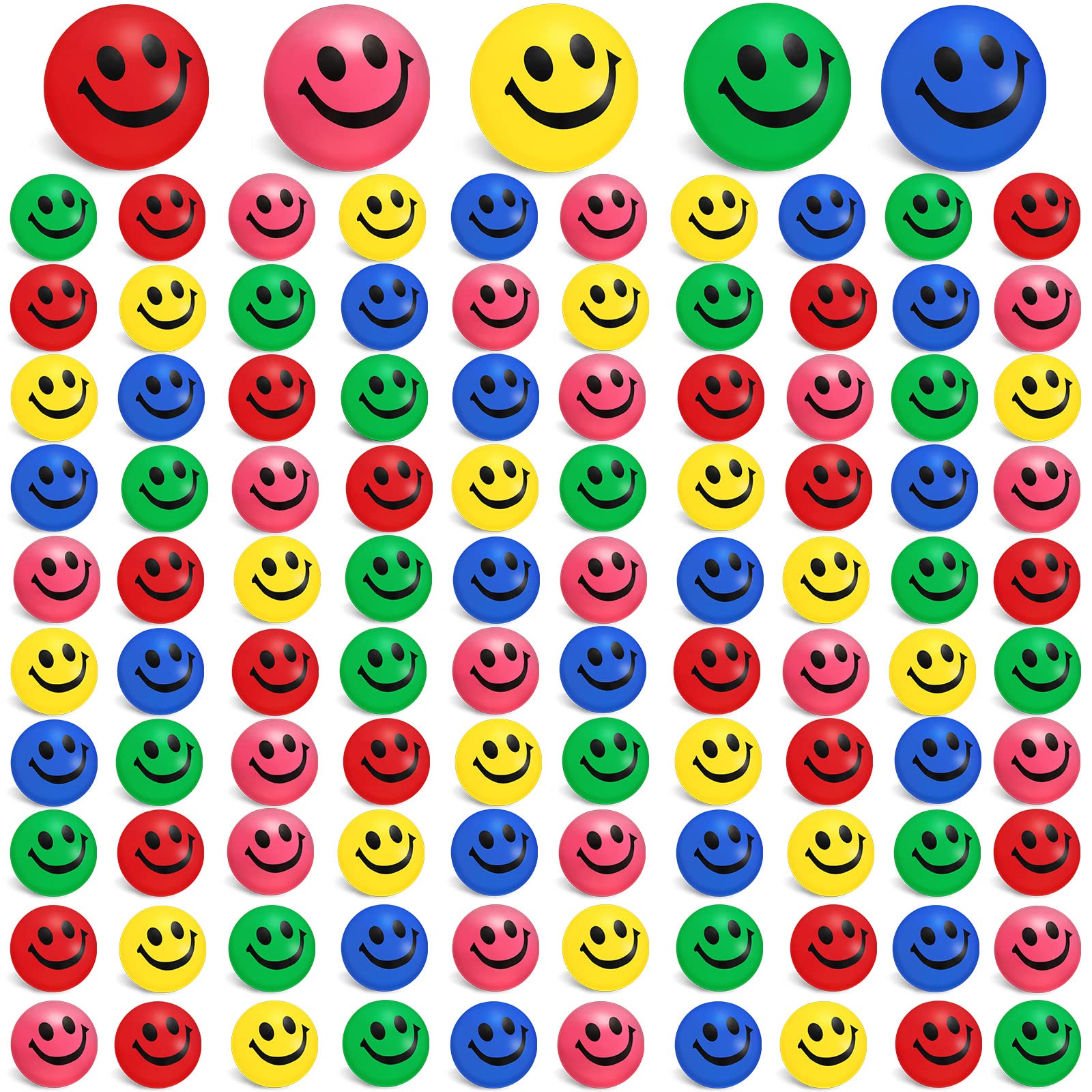 100 Pieces Smile Face Stress Balls for Kids and Adults Funny Stress Ball Foam Soft Colored Smile Ball Toys for Relief Stress Anxiety(Vivid Color)