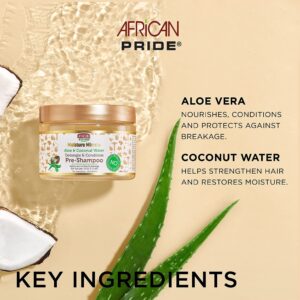 African Pride Takedown & Detangle Regimen with Moisture Miracle Aloe & Coconut Water Pre-Shampoo, Moisture Miracle 5 Essential Oils.