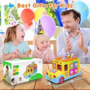 OCATO School Bus Toys for 1 Year Old Boy Girl Gifts, Baby Boy Toys 12-18 Months Musical Toys for Toddlers 1-3, Baby Crawling Learning Toys Infant Birthday Xmas Gifts for 1 2 3 Year Old Boys Girls Kids