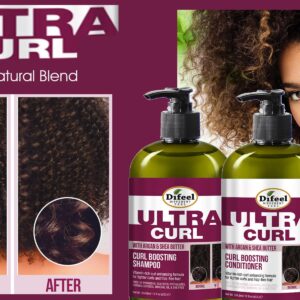 Difeel Ultra Curl 3-PC Curl Boosting Hair Care Set : Ultra Curl Shampoo 12 oz, Conditioner 12 oz and Hair Oil 2.5 oz. Set