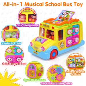 OCATO School Bus Toys for 1 Year Old Boy Girl Gifts, Baby Boy Toys 12-18 Months Musical Toys for Toddlers 1-3, Baby Crawling Learning Toys Infant Birthday Xmas Gifts for 1 2 3 Year Old Boys Girls Kids