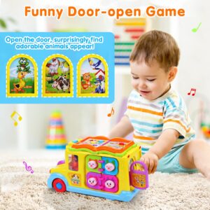 OCATO School Bus Toys for 1 Year Old Boy Girl Gifts, Baby Boy Toys 12-18 Months Musical Toys for Toddlers 1-3, Baby Crawling Learning Toys Infant Birthday Xmas Gifts for 1 2 3 Year Old Boys Girls Kids