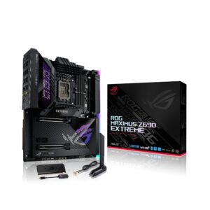 asus rog maximus z690 extreme(wifi 6e)lga 1700(intel 12th gen)eatx gaming motherboard(pcie5.0,ddr5,24+1 power stages,5x m.2,pcie 5.0 m.2,10gb&2.5gblan,2xthunderbolt 4,pcie 5.0 hyper m.2 card bundled)