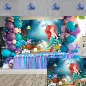 mermaid princess backdrop,under the sea mermaid background for photography girls birthday party decoration supplies 5x3ft