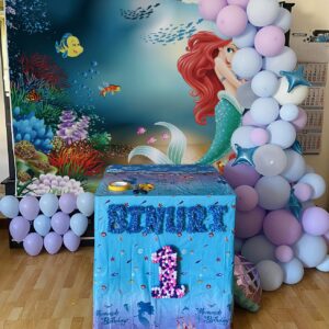 Mermaid Princess Backdrop,Under The Sea Mermaid Background for Photography Girls Birthday Party Decoration Supplies 5x3ft