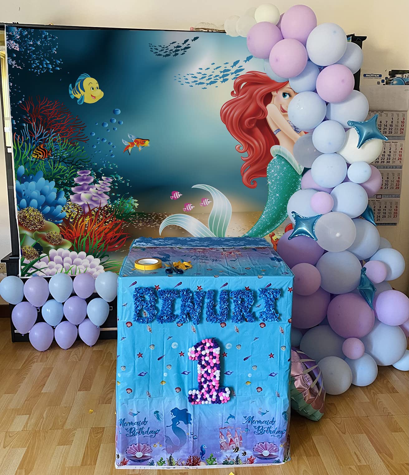 Mermaid Princess Backdrop,Under The Sea Mermaid Background for Photography Girls Birthday Party Decoration Supplies 5x3ft