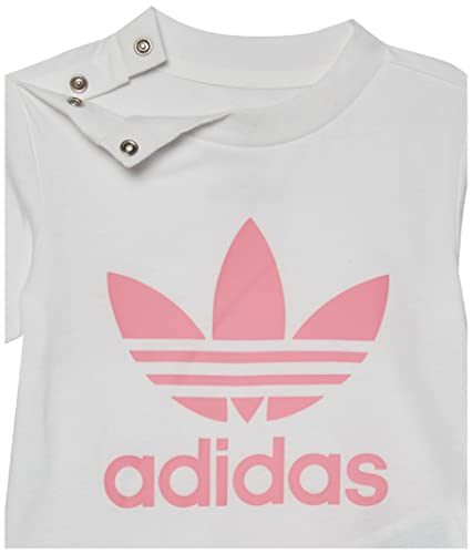 adidas Originals baby boys Trefoil Shorts Tee Set infant and toddler track jacket, White/Bliss Pink, 18 Months US