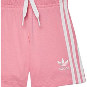 adidas Originals baby boys Trefoil Shorts Tee Set infant and toddler track jacket, White/Bliss Pink, 18 Months US