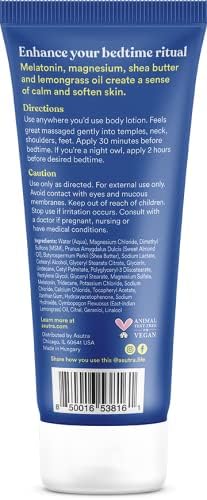 ASUTRA Melatonin Lotion with Magnesium, 100 mL - with Sweet Almond Oil, Shea Butter and Lemongrass Essential Oil Aromatherapy