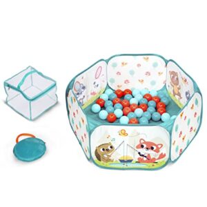 b. toys- ball pit – 42 colorful balls – foldable & portable – ball pit set for toddlers, kids – mini playspace – 1 year +