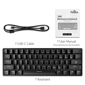 Fiodio 61 Keys RGB Wired Mechanical Gaming Keyboard with Audible Click Sound Blue Switches, Compact Mini Portable Computer Keyboard for Windows Gaming PC,F-DB21