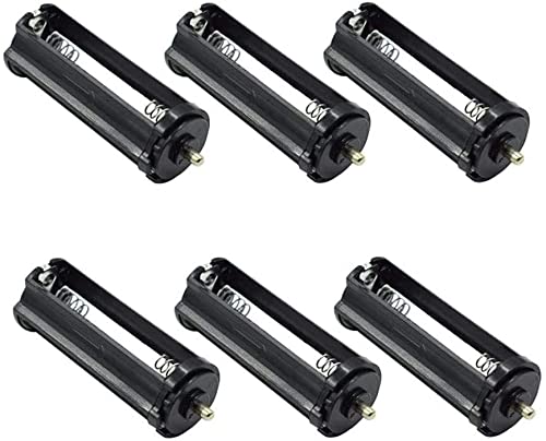 bnafes Cylindrical Battery Holder Battery Storage Case for 3 x 1.5V AAA Batteries Flashlight Torch Black - (6 Pcs)