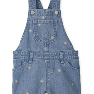 The Children's Place Baby and Toddler Girls Shortalls, Sun Denim, 12-18 Months