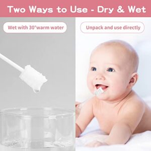 Mokoala 45 Pack Baby Tongue Cleaner, Baby Toothbrush, Disposable Infant Gums Cleaner, Soft Gauze Toohthbrush Newborn Oral Cleaning Stick Dental Care for 0-36 Month Baby+ 1Pcs Finger Toothbrush