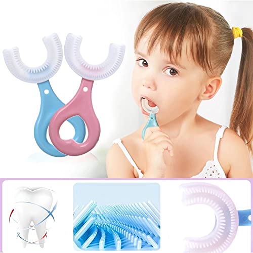 Kids U-Shaped Toothbrush 4Pcs, Children Manual Toothbrush, Food Grade Soft Silicone Brush Head, Baby Portable Silicone Whitening Massage Toothbrush, 360° Oral Cleaning Tools for Children (Aged 2-6)