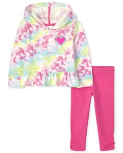 the children's place baby 0 toddler girls active playwear long sleeve hoodie top and pants 2-piece sets, simplywht, 4t