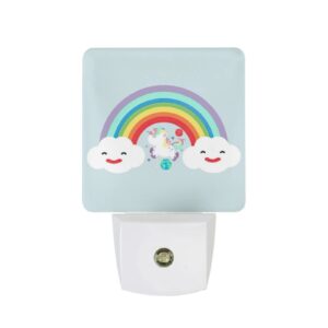 emmarick rainbow night light plug in cloud night lights lamp for kids bedroom, led dusk to dawn auto on/off sensor unicorn nightlight for baby children girl boy toddler nursery decor-zero radiation