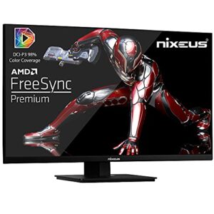 nixeus edg 27” fast ips ksf led 2560 x 1440 amd freesync premium certified 165hz gaming monitor (nx-edg27x), black