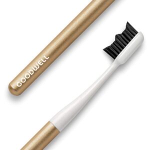 sustainable premium toothbrush with biodegradable replacement heads and binchotan charcoal bristles (gold)