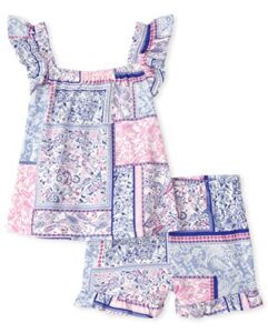 the children's place baby toddler girls sleeve top and shorts 2-piece sets, simplywht, 4t