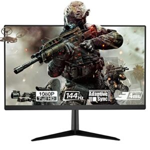 fiodio 22” 144hz 1920 x 1080p full hd flat computer monitor with hdmi display ports, adjustable tilt, free-tearing eye care monitor for home office and gaming (dp cable included), black (c2b2g)