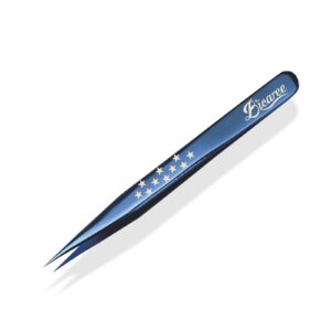 bicaree eyelash extension tweezers for isolation & classic lashes, stainless steel precision tweezers (straight, blue)