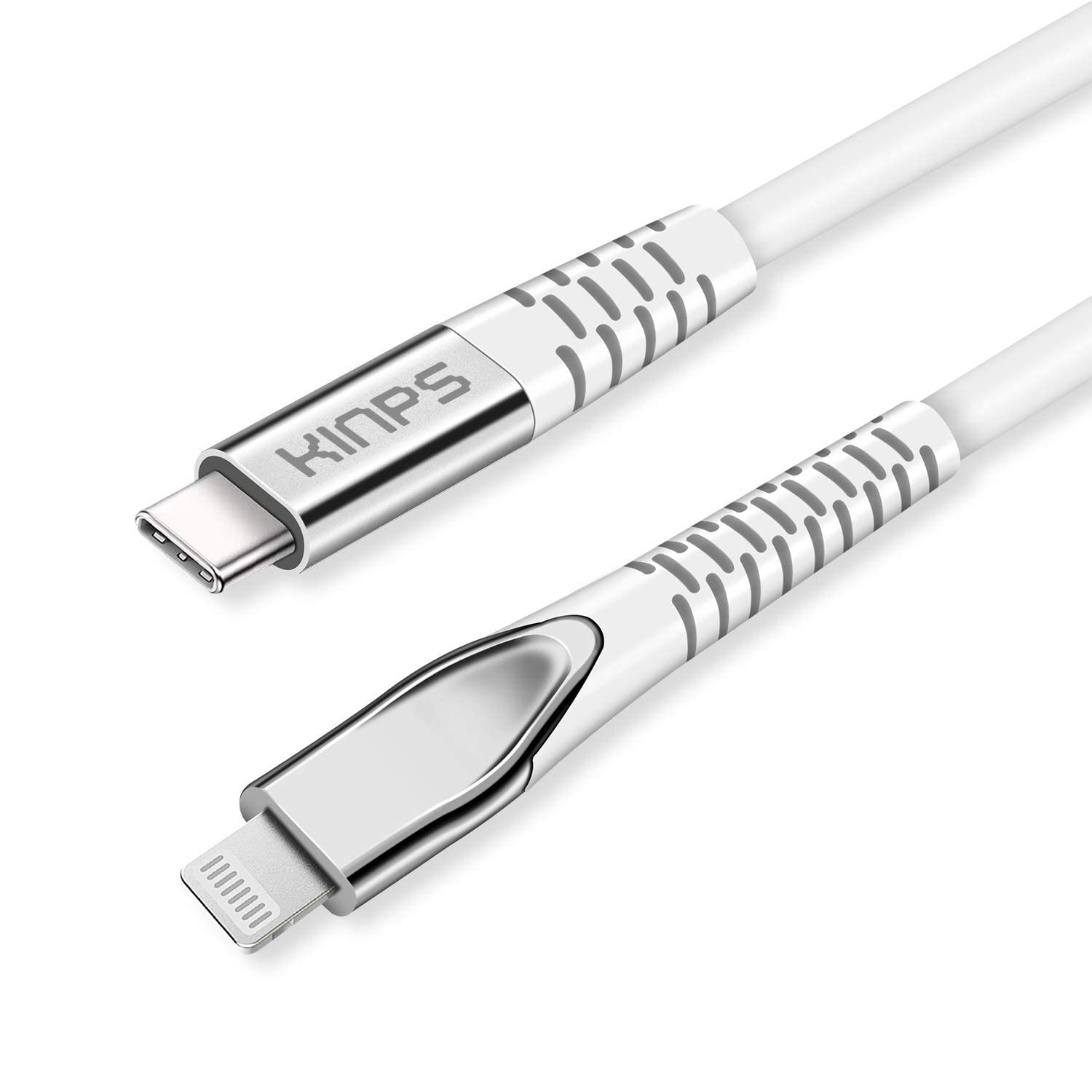 KINPS [MFI Certified 10ft USB C to Lightning Fast Charging Cable 2 Packs Compatible with iPhone 12 Pro Max/12 Mini/12/11 Pro Max/XS, Supports Power Delivery(for Use with Type C Chargers), White Grey