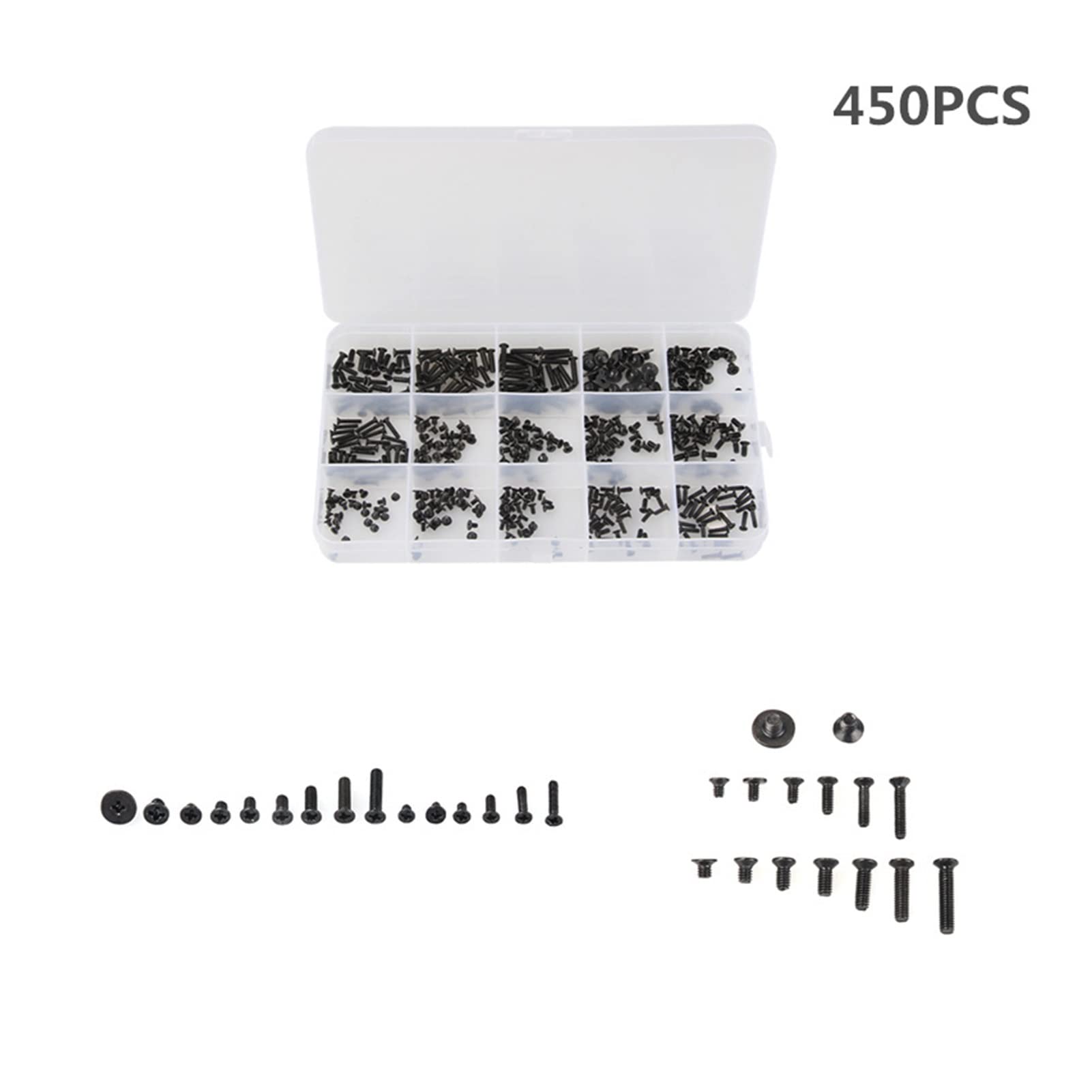 TYFZ Screw kit 450Pcs Laptop Computer Screws Bolts Kit Assemble Fastening Flat Head Black Repair Set Strong and Sturdy