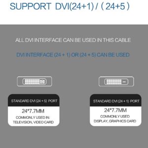 QGeeM USB C to DVI Cable Adapter, 4K@30Hz Thunderbolt 3 to DVI 6FT USB 3.1 Type C to DVI(24+1) Male 4K@30Hz Cable Compatible with 2018 MacBook Pro, Surface Book 2, Dell XPS 13, Galaxy S10 (1.8M)