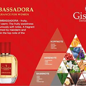 Gisada Ambassadora Women's Perfume - Perfumes for Women with Oriental, Sweet, Floral, Warm Fragrance - Daily Wear Women's Cologne with Juicy, Fruity, Spicy Scent - Made in Switzerland - 3.3 fl. oz.