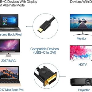 QGeeM USB C to DVI Cable Adapter, 4K@30Hz Thunderbolt 3 to DVI 6FT USB 3.1 Type C to DVI(24+1) Male 4K@30Hz Cable Compatible with 2018 MacBook Pro, Surface Book 2, Dell XPS 13, Galaxy S10 (1.8M)