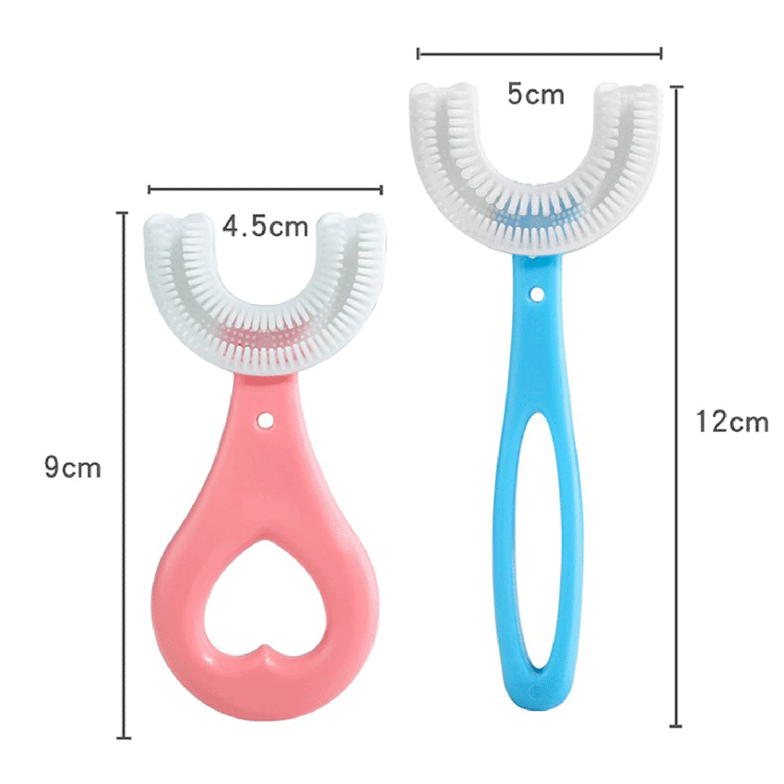 Kids U-Shaped Toothbrush 4Pcs, Children Manual Toothbrush, Food Grade Soft Silicone Brush Head, Baby Portable Silicone Whitening Massage Toothbrush, 360° Oral Cleaning Tools for Children (Aged 2-6)