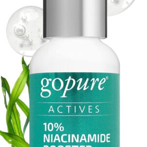 goPure 10% Niacinamide Serum Booster - Redness Reducing Skin Care, Reduces the Look of Skin Discoloration and Large Pores in Soothing Formula with Natural Extracts to Even Skin Tone - 1 fl oz